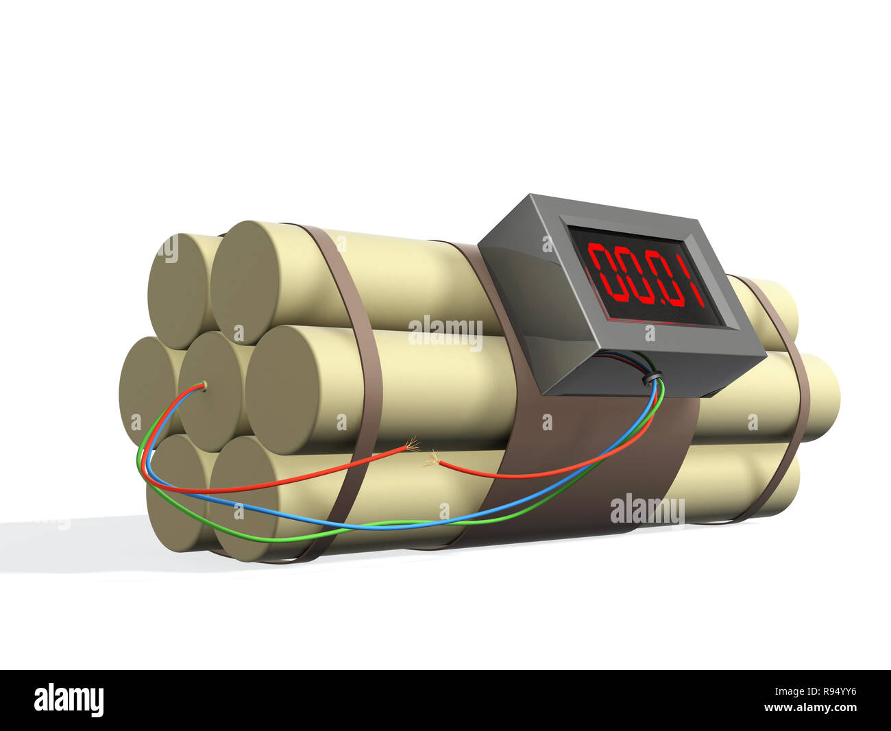 Bomb with the broken off wire. Isolated over white Stock Photo - Alamy