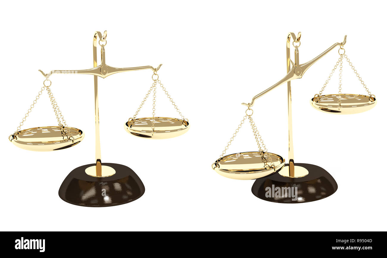 Gold scales. Objects isolated over white Stock Photo - Alamy