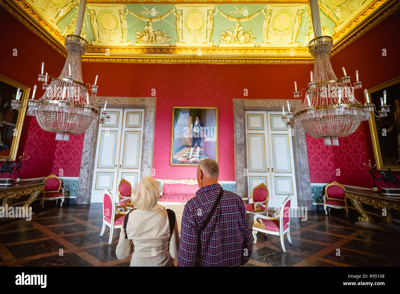 CASERTA, ITALY - SEPTEMBER 24, 2017: Two unknown people in the main ...
