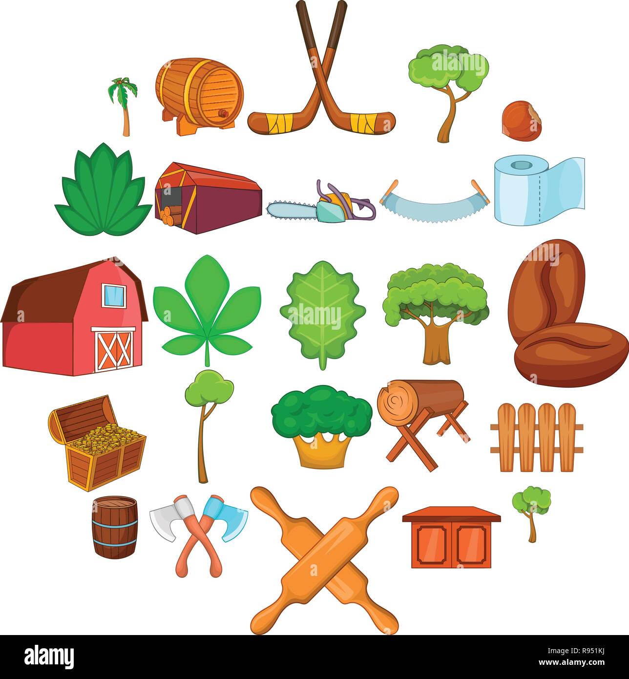 Timber icons set. Cartoon set of 25 timber vector icons for web ...
