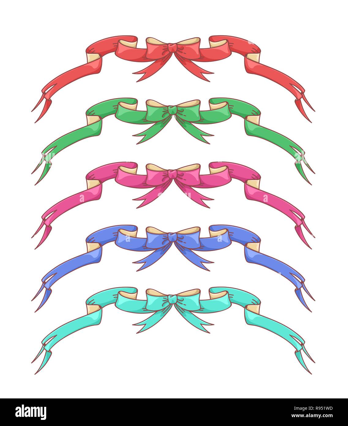 Grand opening festive ribbons and bows set isolated on white vector ...