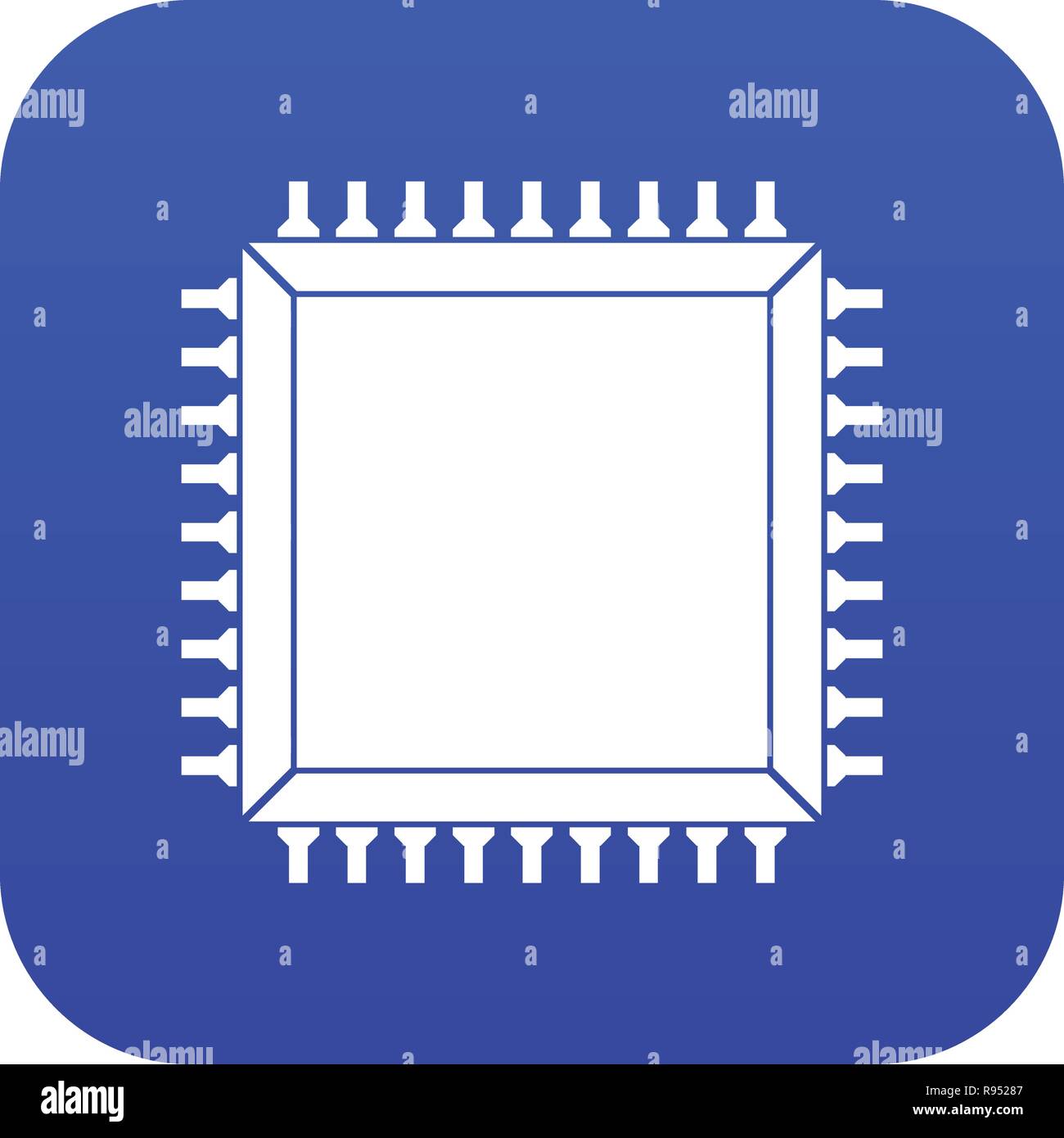 Computer microchip icon digital blue for any design isolated on white ...