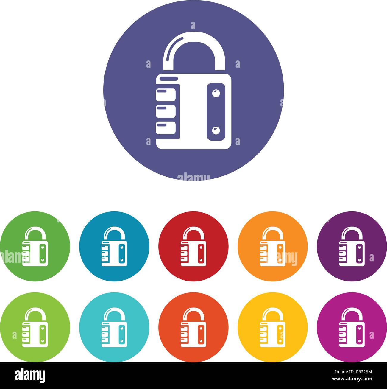 Lock system icons color set vector for any web design on white ...