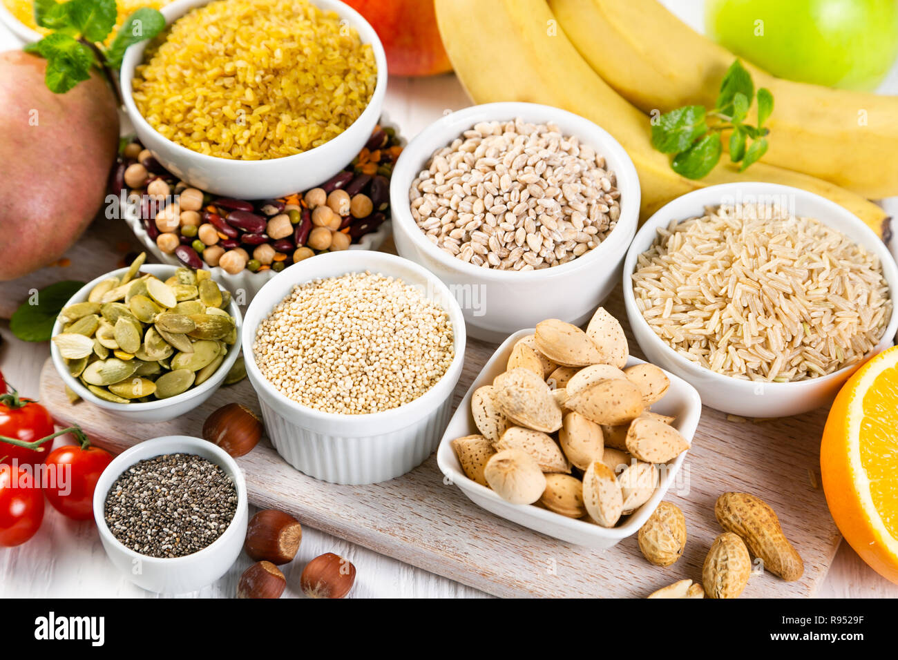 Selection of good carbohydrates sources. Healthy vegan diet Stock Photo ...
