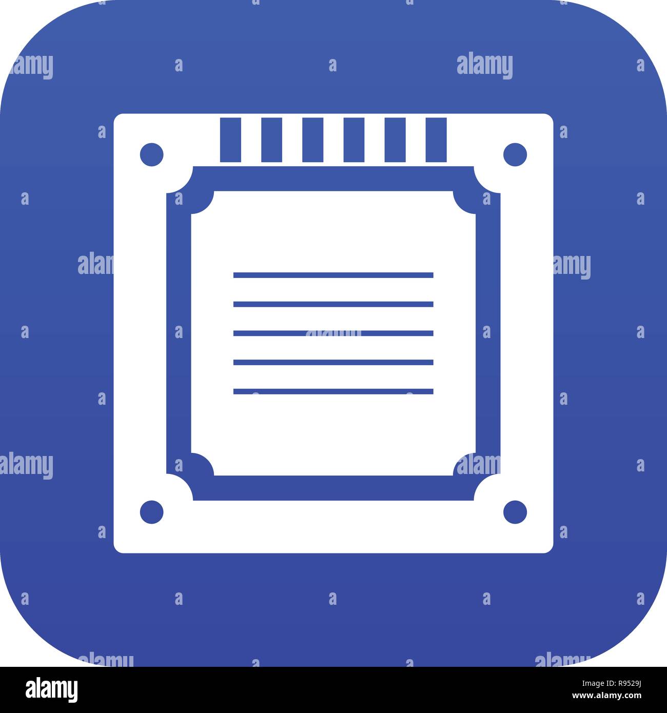 Modern multicore CPU icon digital blue for any design isolated on white ...