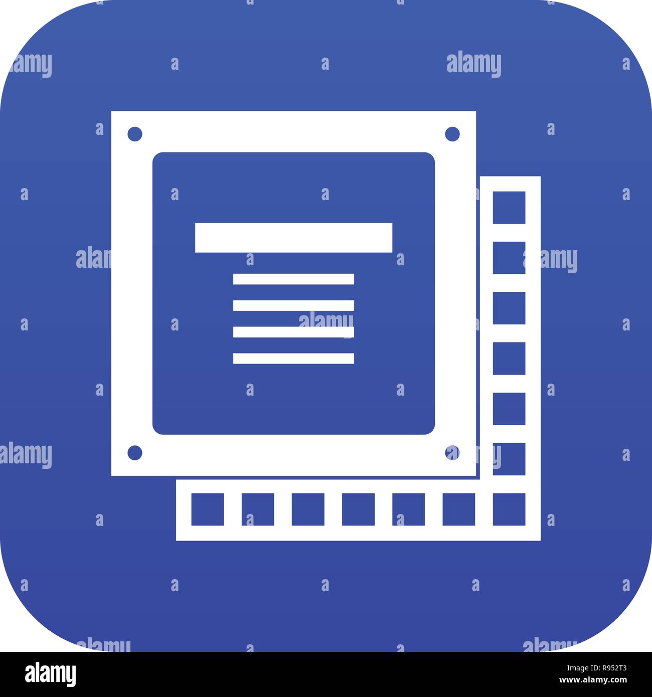 Computer CPU processor chip icon digital blue for any design isolated ...