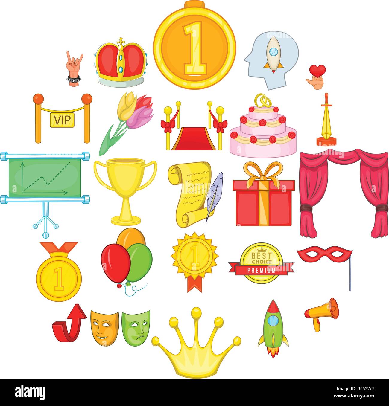 Honor icons set. Cartoon set of 25 honor vector icons for web isolated ...