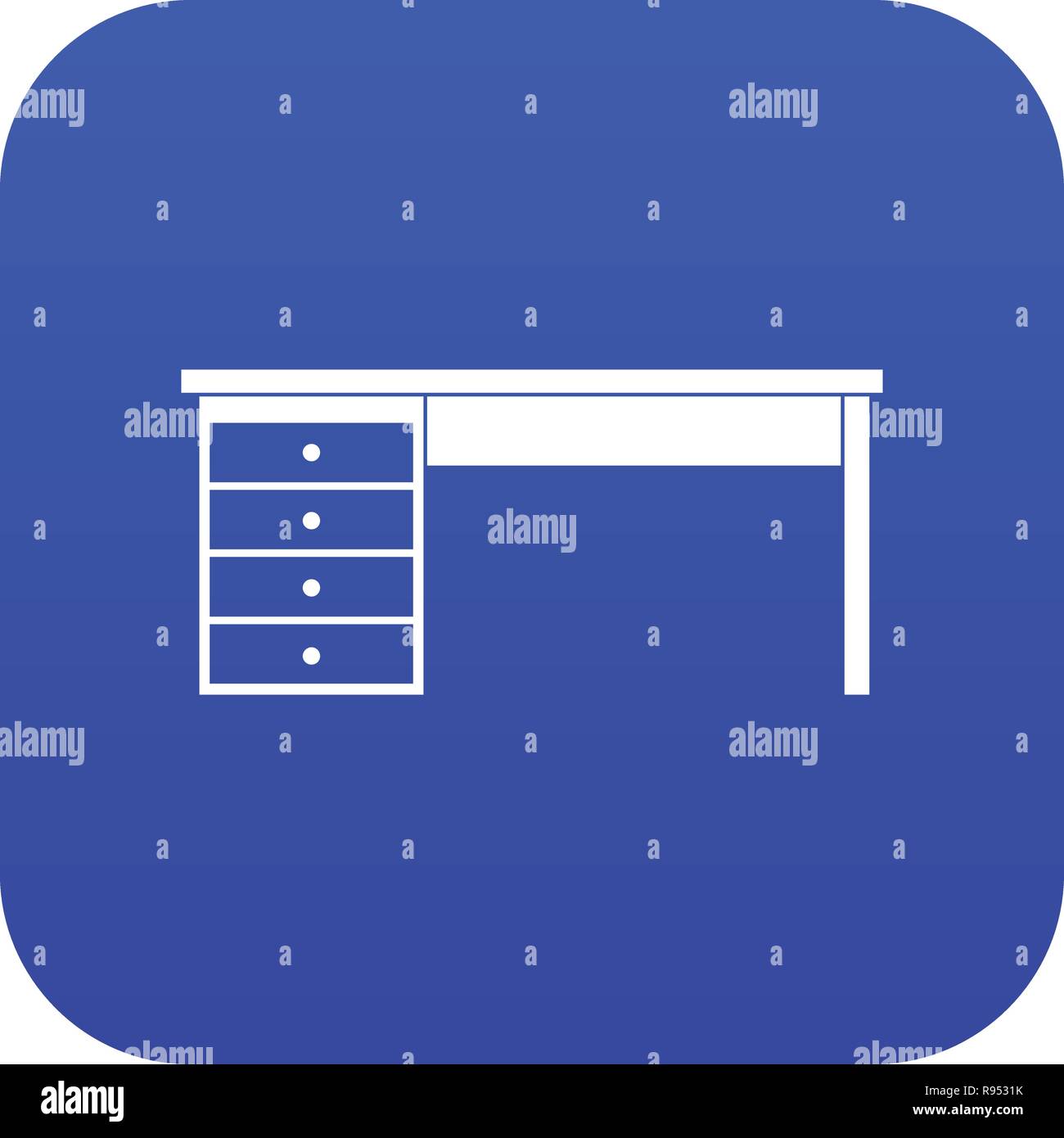 Wooden office desk icon digital blue for any design isolated on white ...