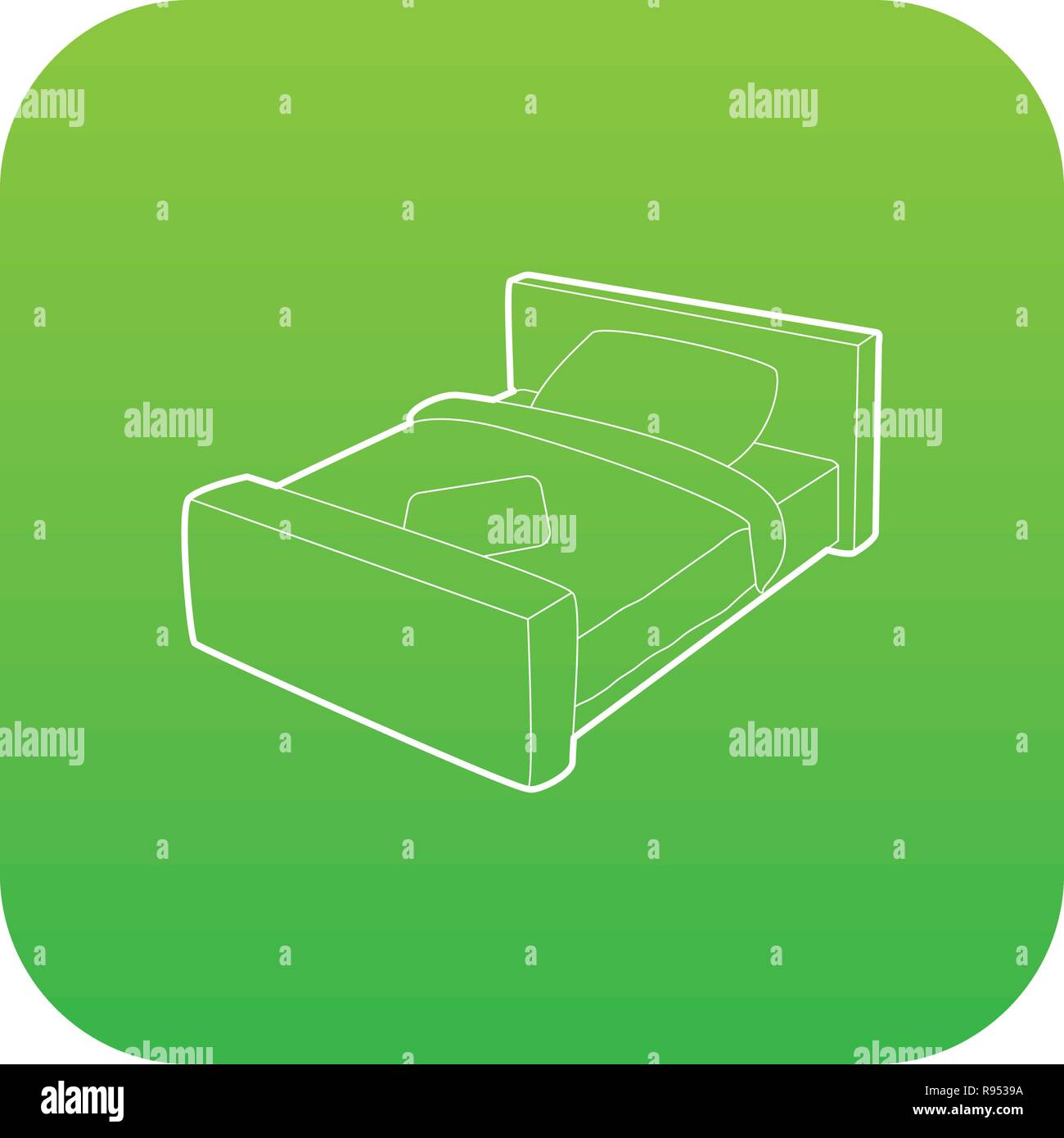 Green bedroom double bed Stock Vector Images - Alamy