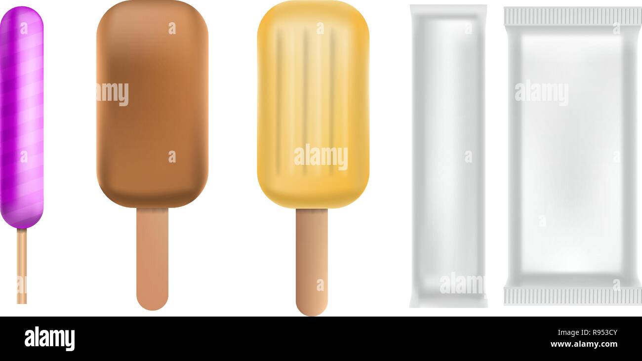 Popsicle icon set, realistic style Stock Vector Image & Art - Alamy