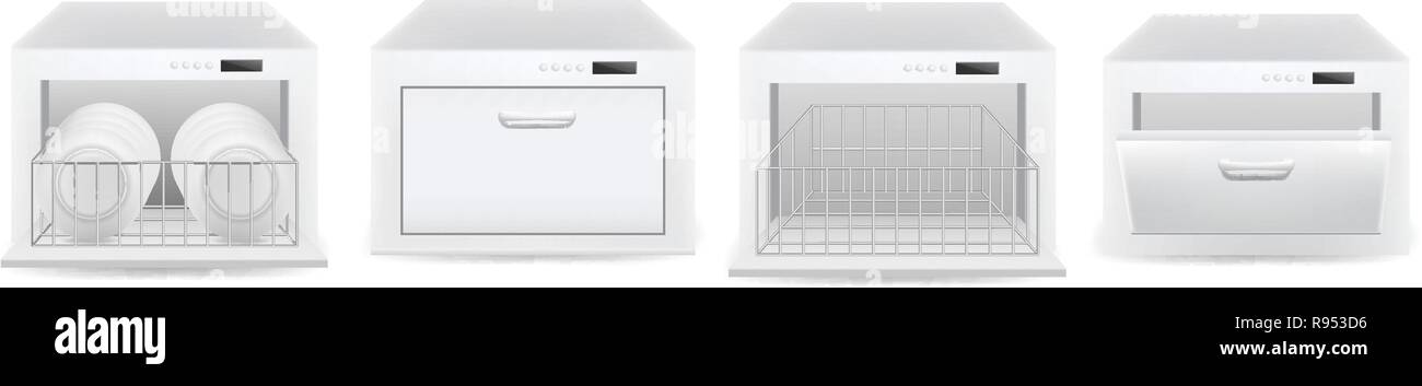 Dishwasher machine icon set, realistic style Stock Vector Image & Art ...
