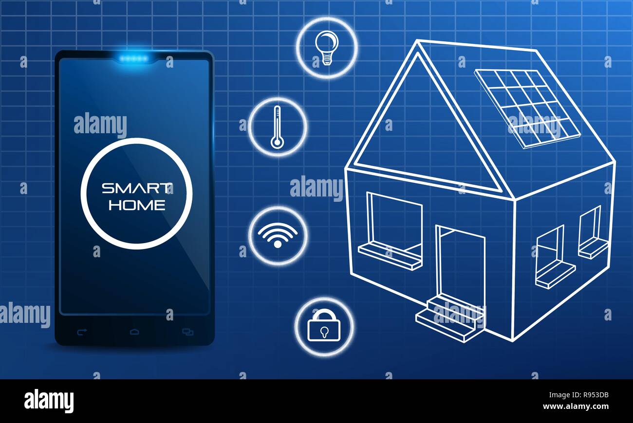 Intelligent building concept background, realistic style Stock Vector ...