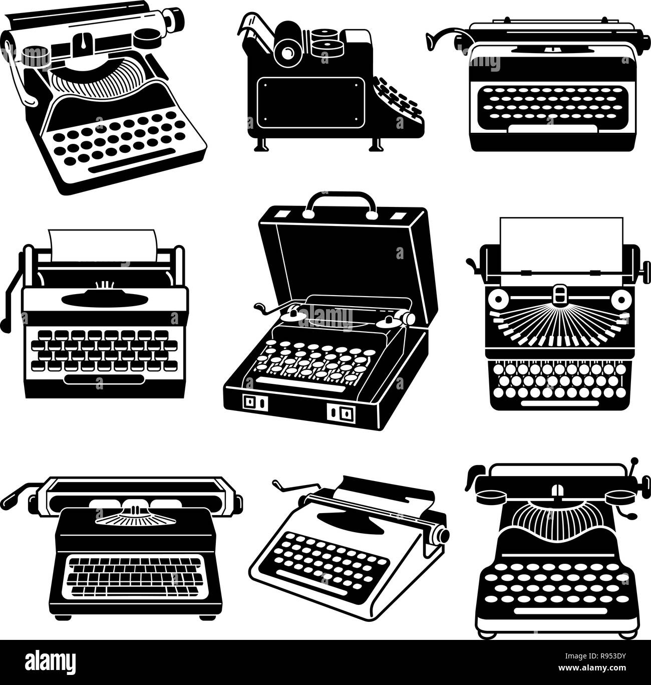 Typewriter icon set, simple style Stock Vector Image & Art - Alamy
