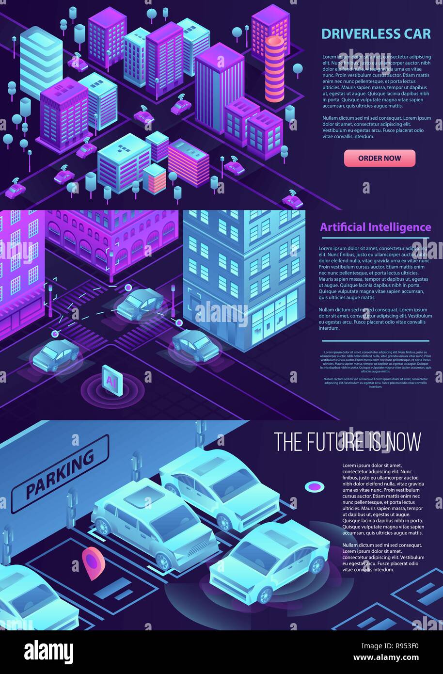Driverless car banner set, isometric style Stock Vector Image & Art - Alamy