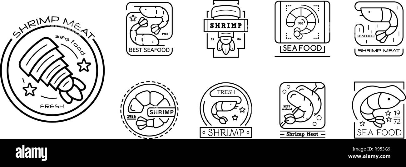 Shrimp icon set, outline style Stock Vector Image & Art - Alamy