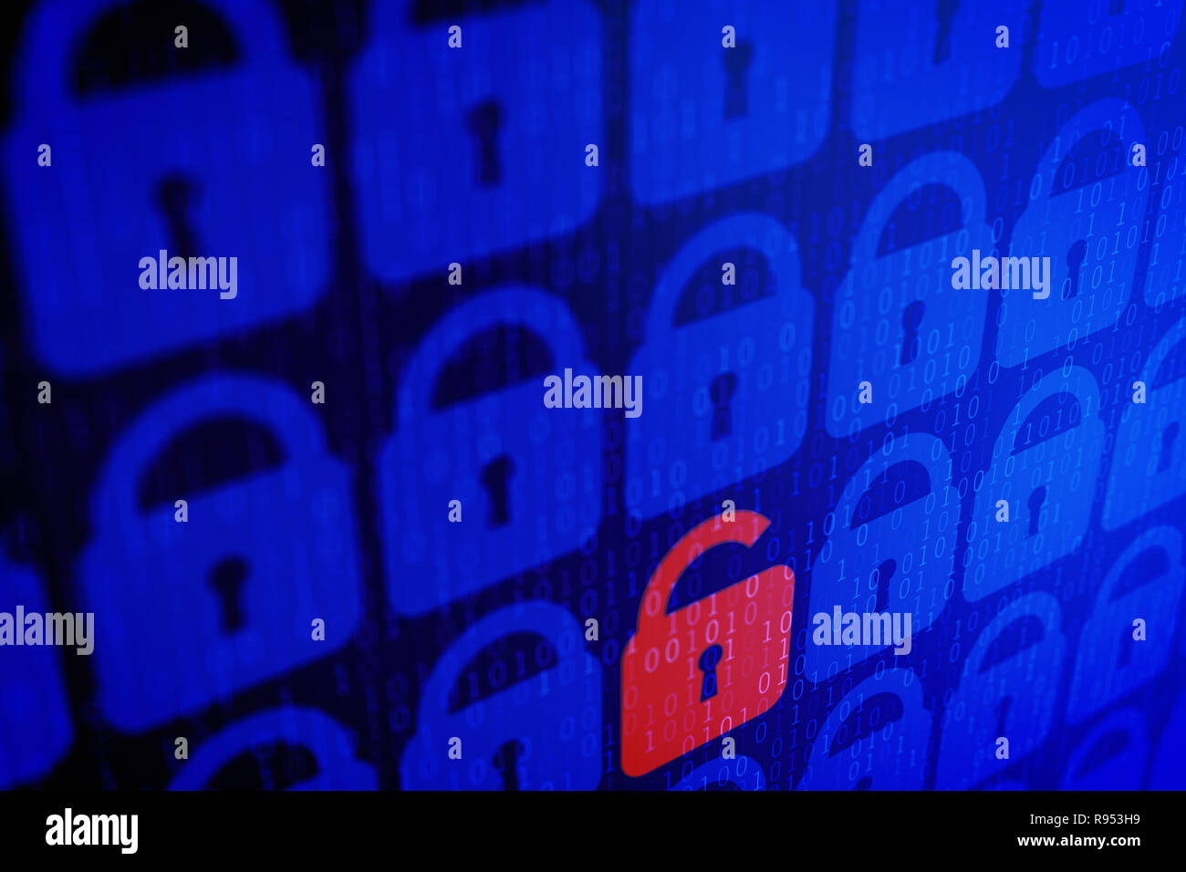 Digital internet data personal security concept blue background. Safe ...
