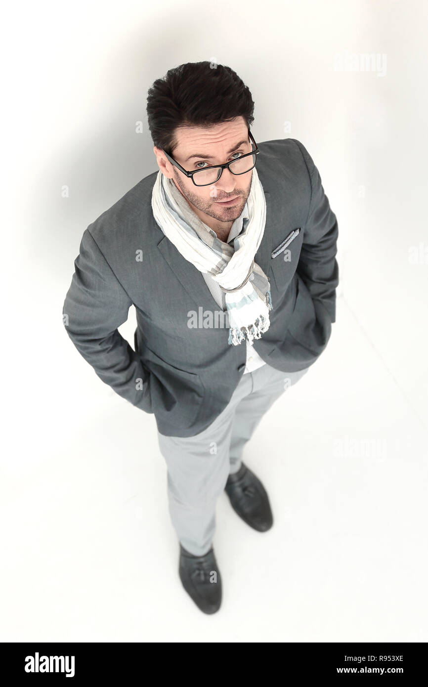 top view.modern business man looking at the camera Stock Photo - Alamy