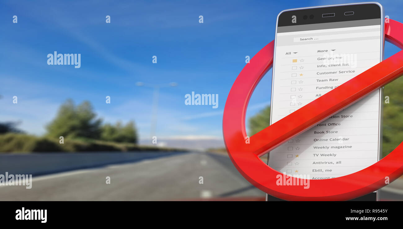 No dialing, no texting while driving. Red crossed out sign and ...