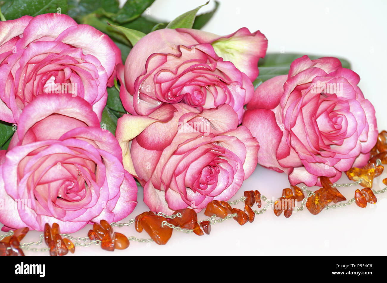 Bouquet five pink roses hi-res stock photography and images - Alamy