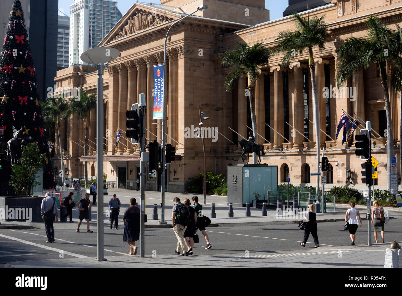 King George Square and City Hall at Christmas, Brisbane, Queensland ...