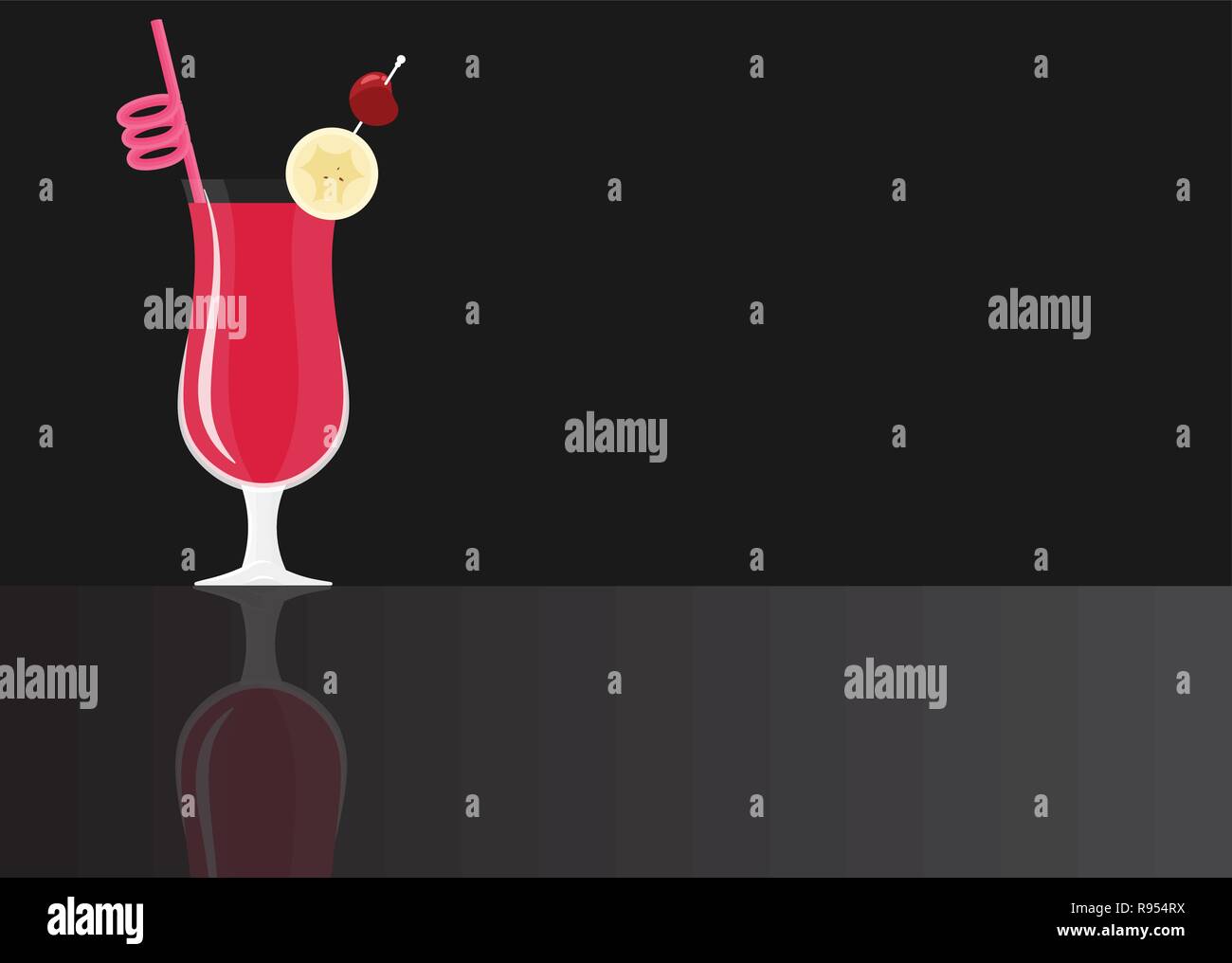 Zombie cocktail on black mirrored background. Vector illustration for ...