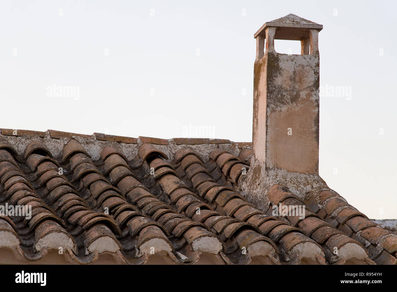 old roof with chimney, spain,old house Stock Photo - Alamy