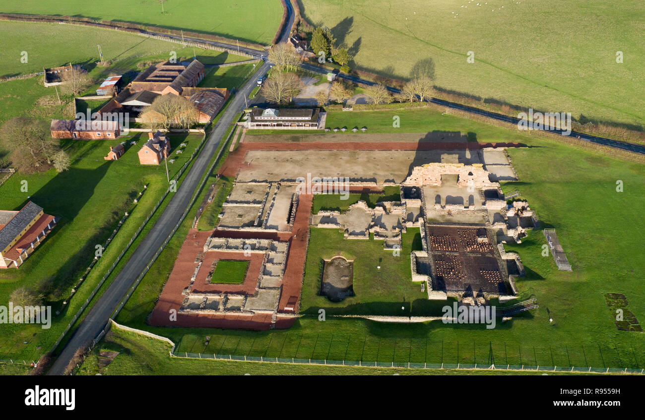 Aerial view of Wroxeter (Viroconium Cornoviorum) Roman City Wroxeter ...