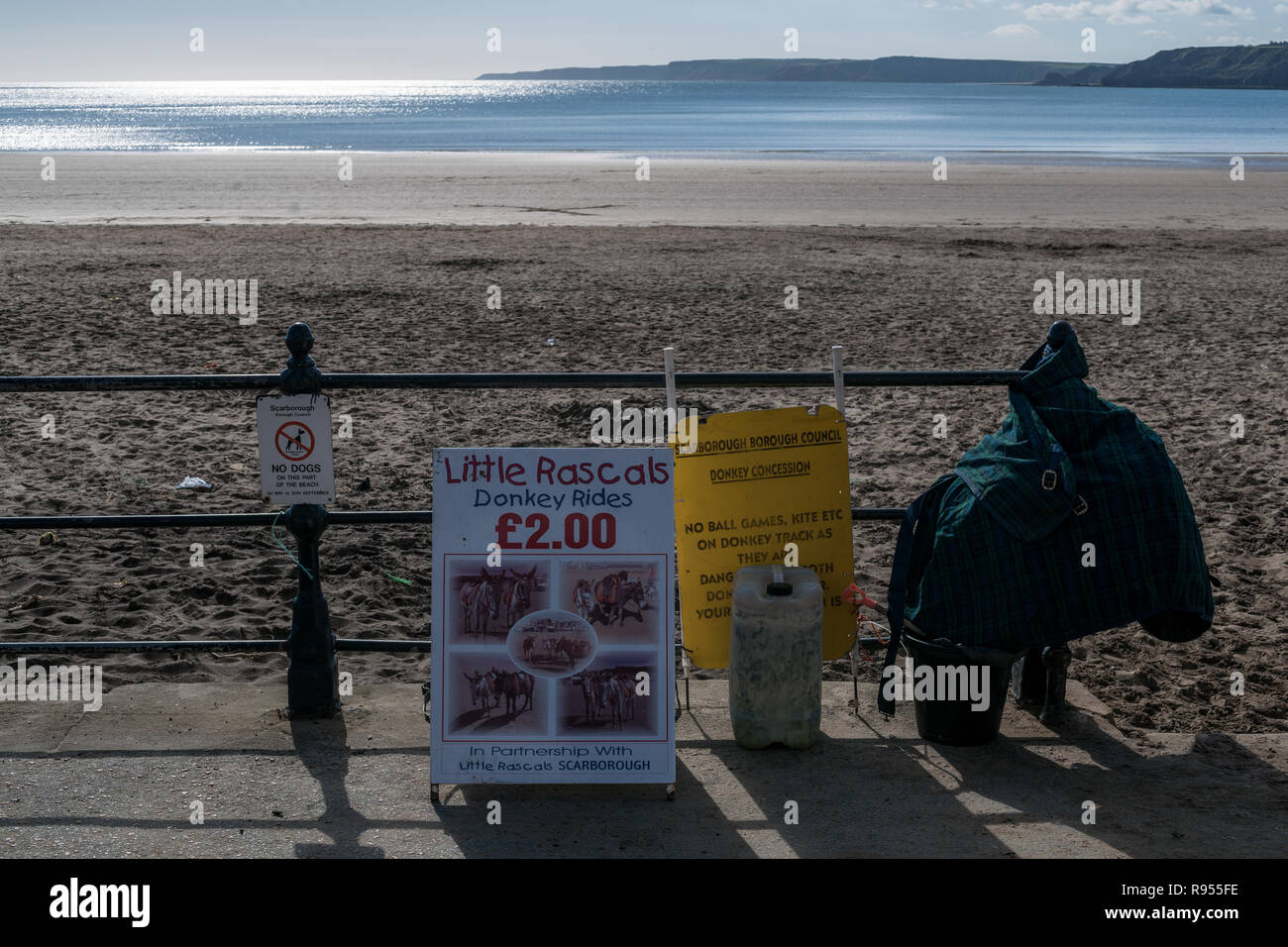 Donkey ride signs next to the beach Stock Photo - Alamy