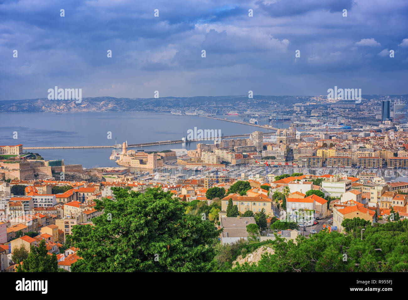 Aerial View of Marseille City and its Harbor, France Stock Photo - Alamy