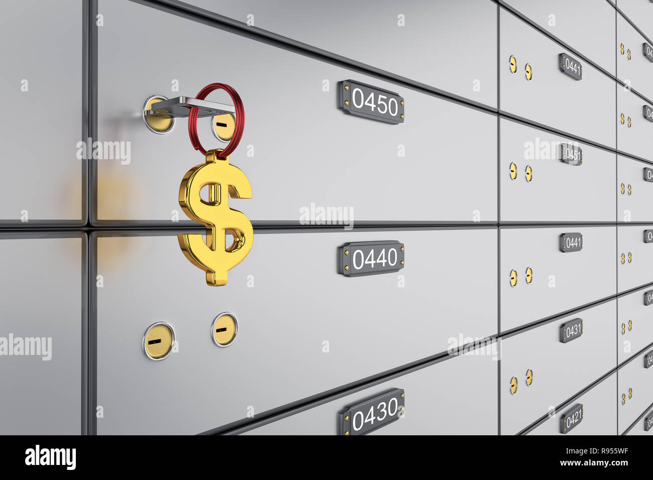 3D deposit boxes with key. Safe lockers Stock Photo - Alamy