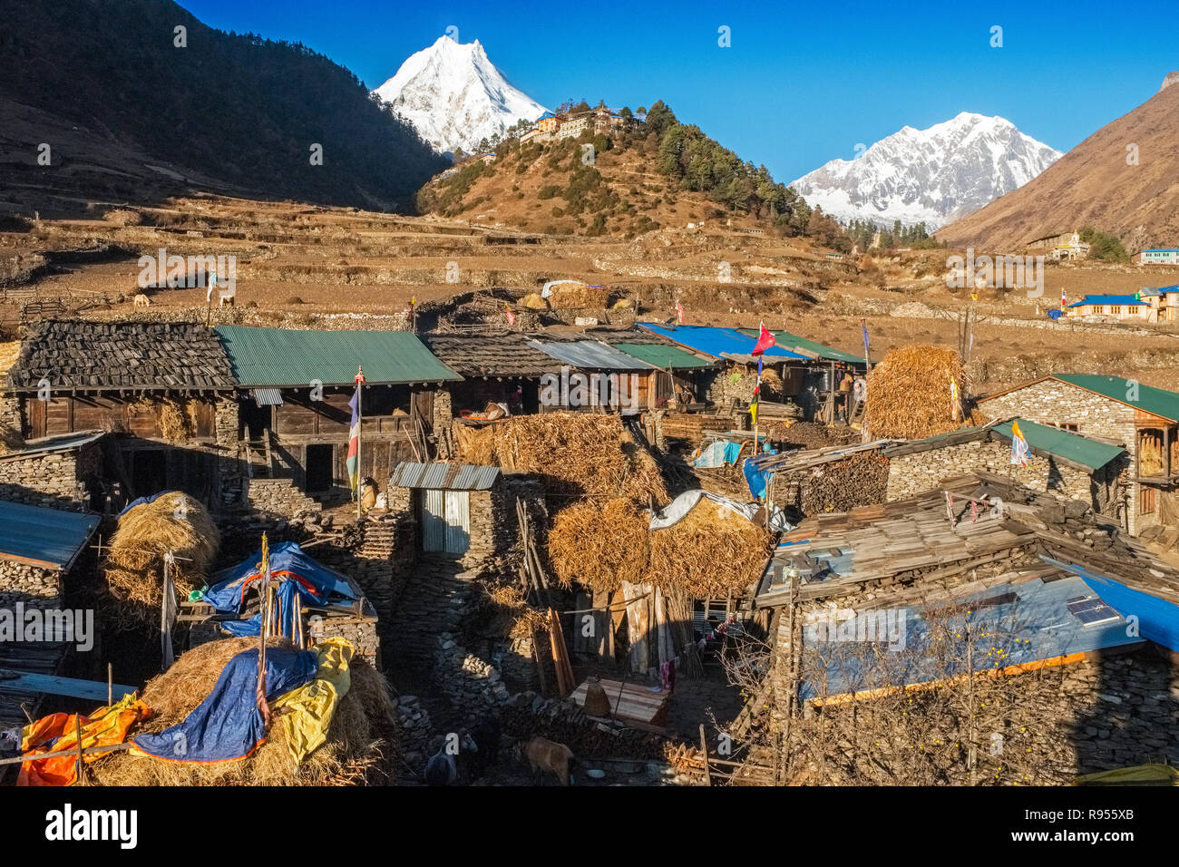 The ethnically Tibetan village of Lho in the Manaslu region of the ...