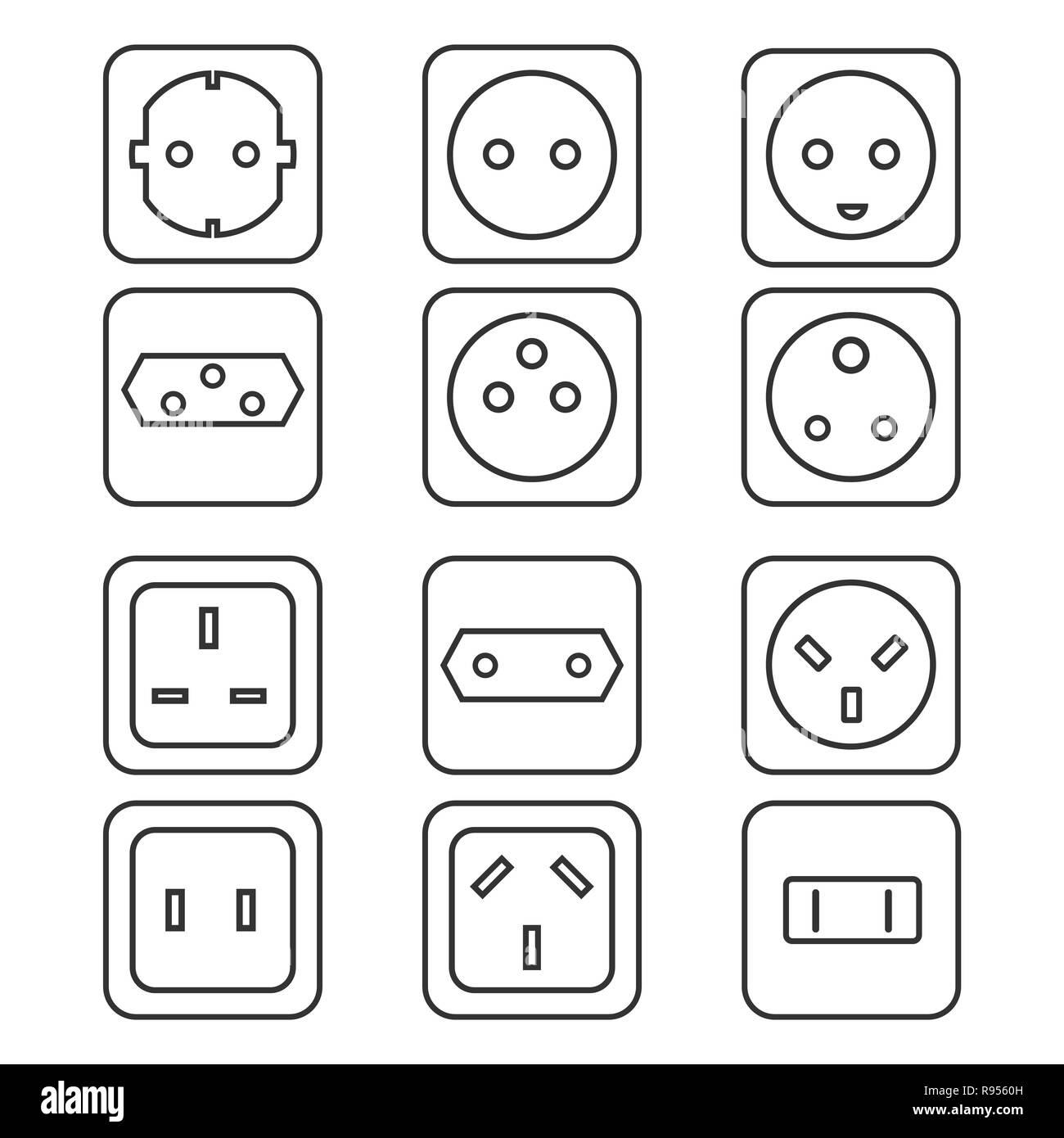 Electrical outlet type. Socket icon Stock Vector Image & Art - Alamy