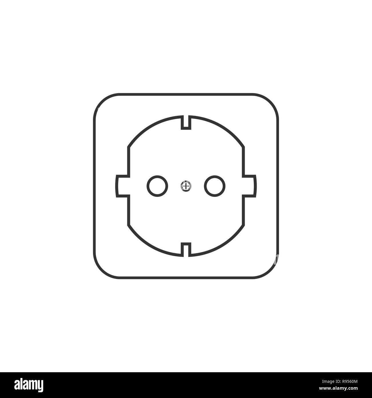 Vector illustration, flat design. Power electric socket icon. Vector ...