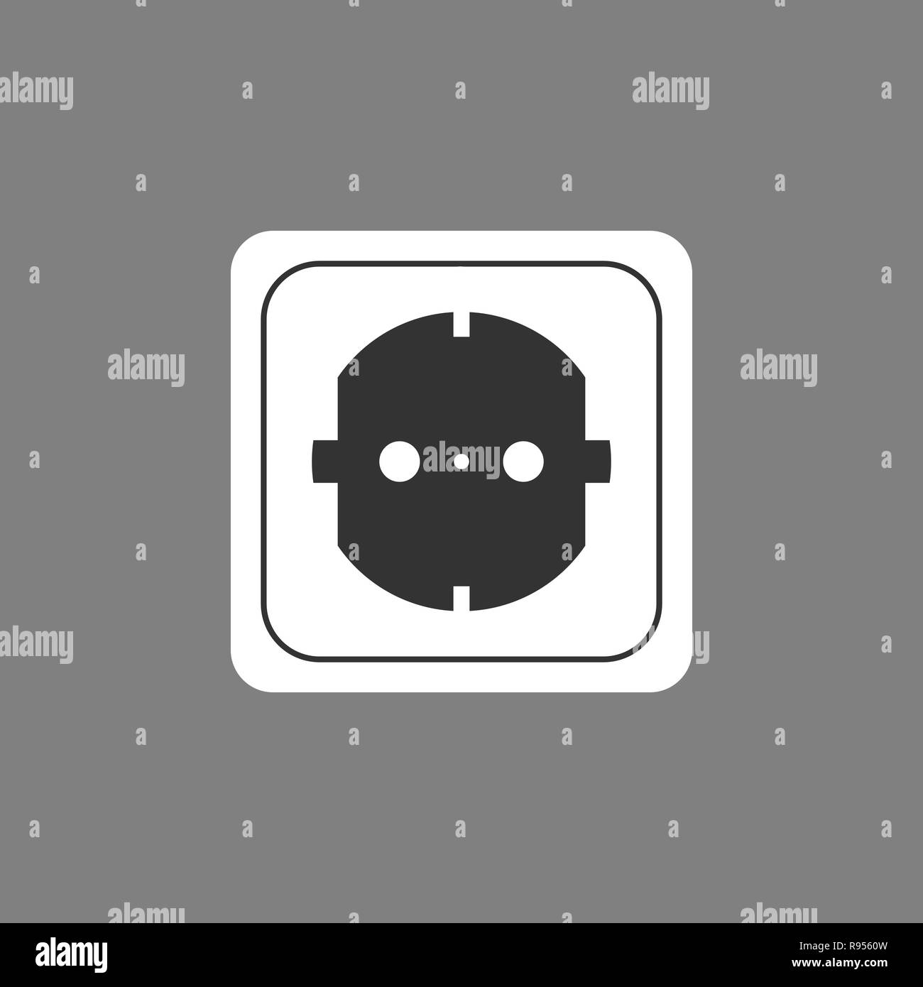 Vector illustration, flat design. Power electric socket icon. Vector ...