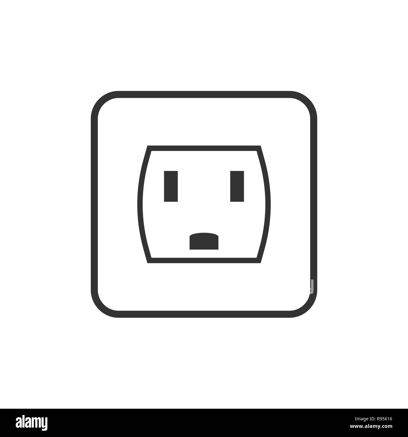 Vector illustration, flat design. Power electric socket icon. Vector ...
