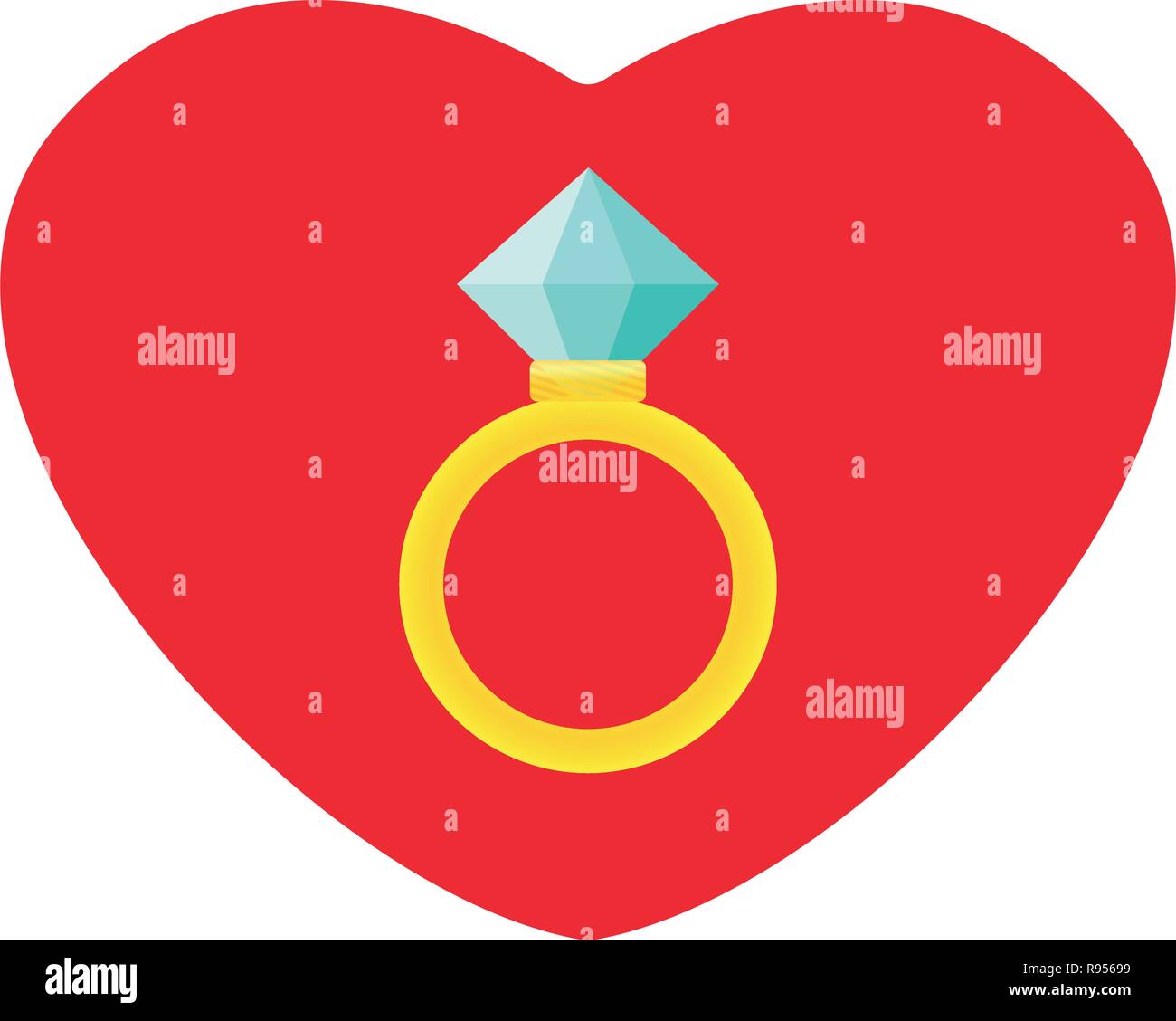 Red heart engagement ring Stock Vector Images - Alamy