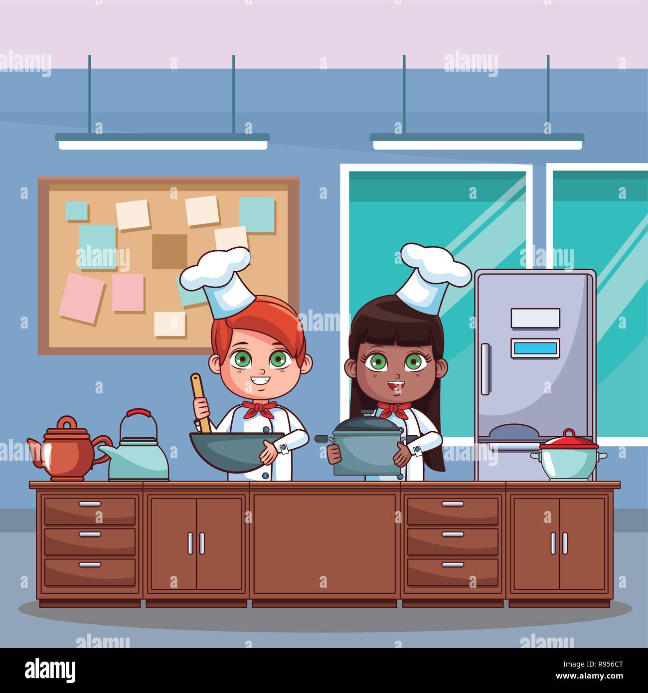 Chefs kids cartoon Stock Vector Image & Art - Alamy