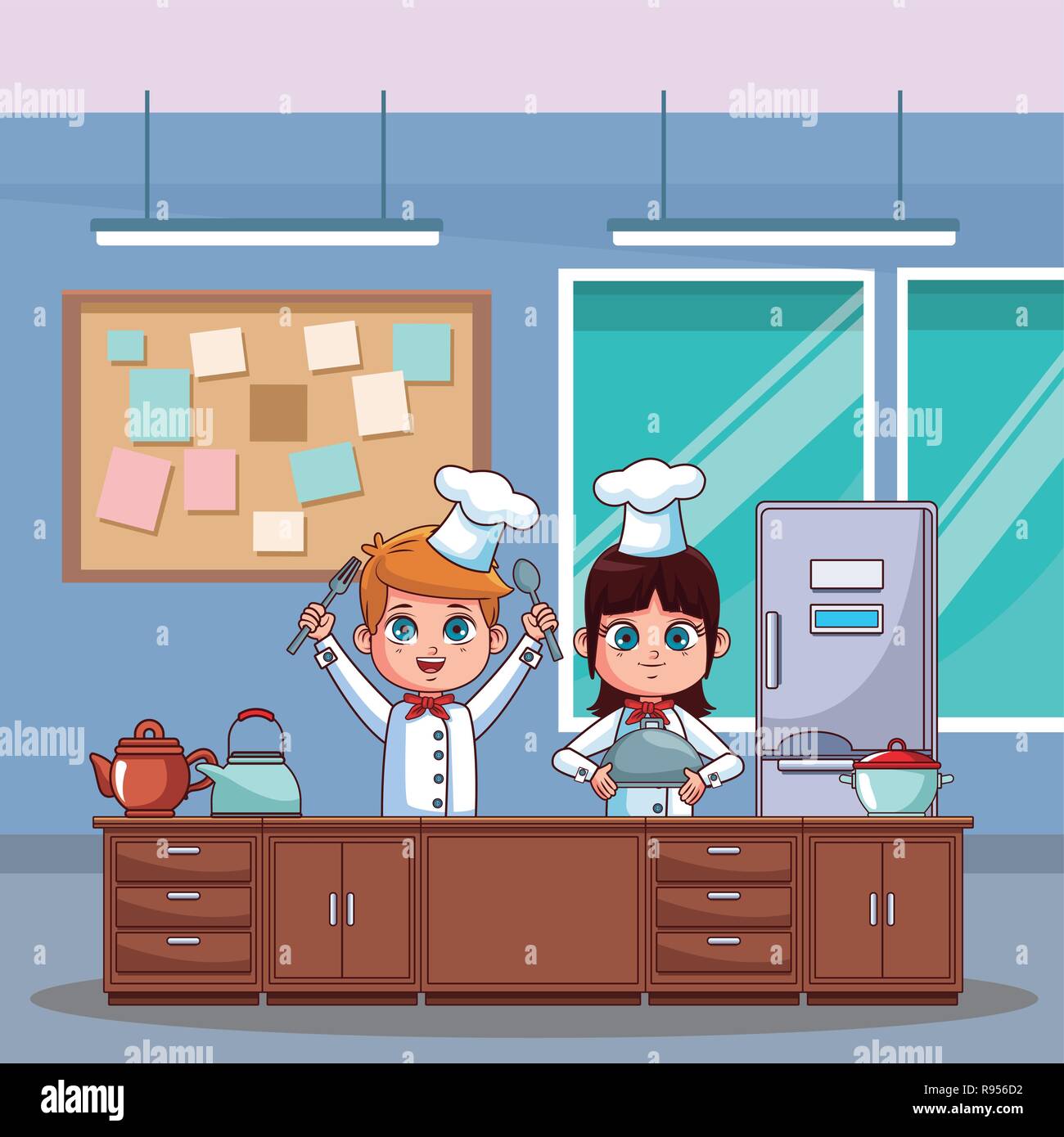 Chefs kids cartoon Stock Vector Image & Art - Alamy