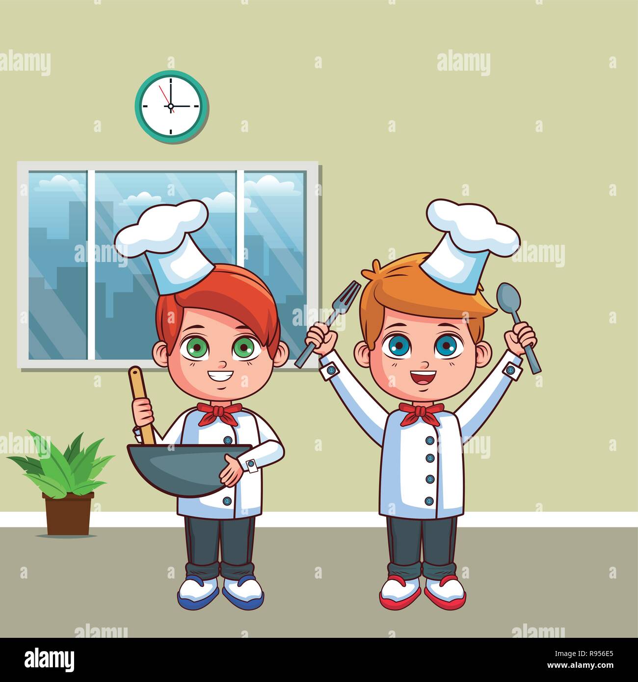 Chefs kids cartoon Stock Vector Image & Art - Alamy