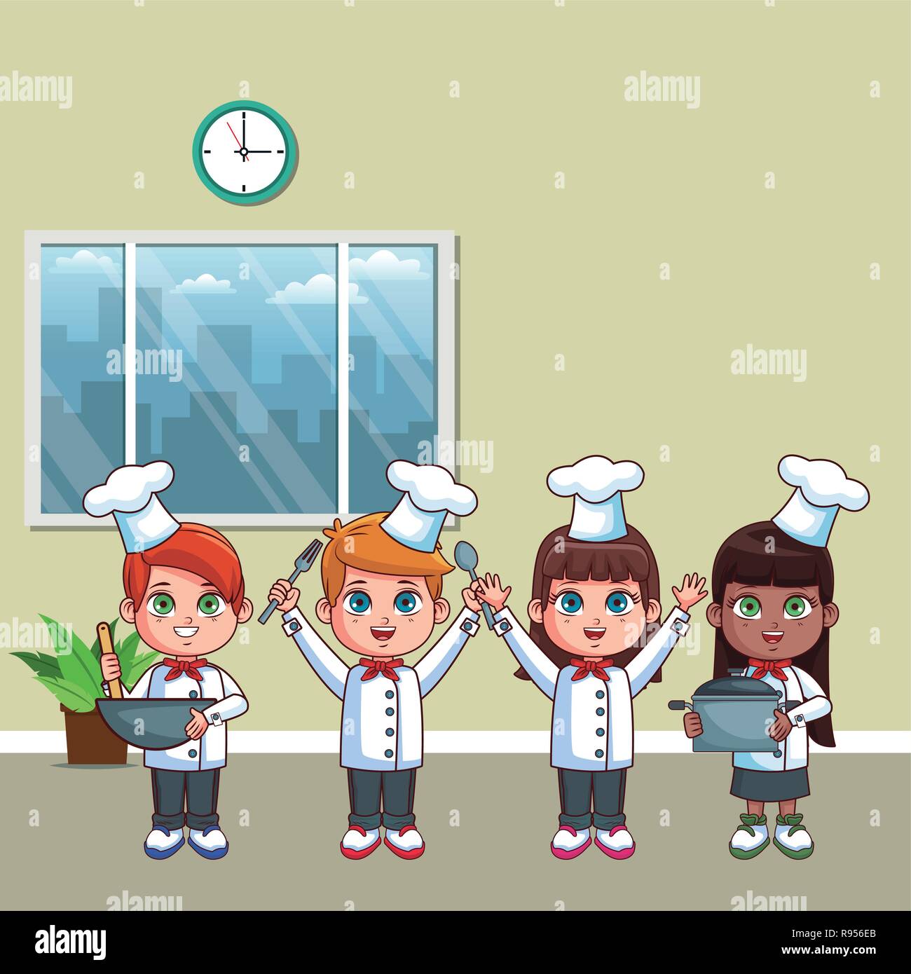 Chef kids cartoons Stock Vector Image & Art - Alamy