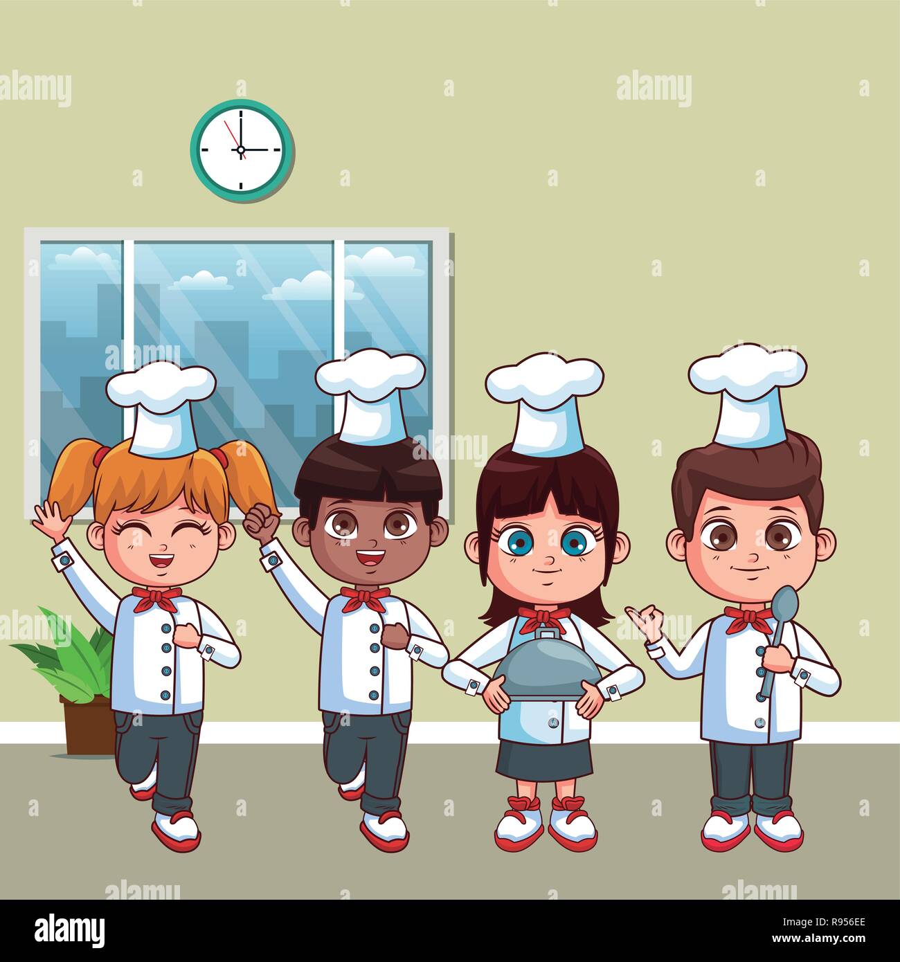 Chef kids cartoons Stock Vector Image & Art - Alamy