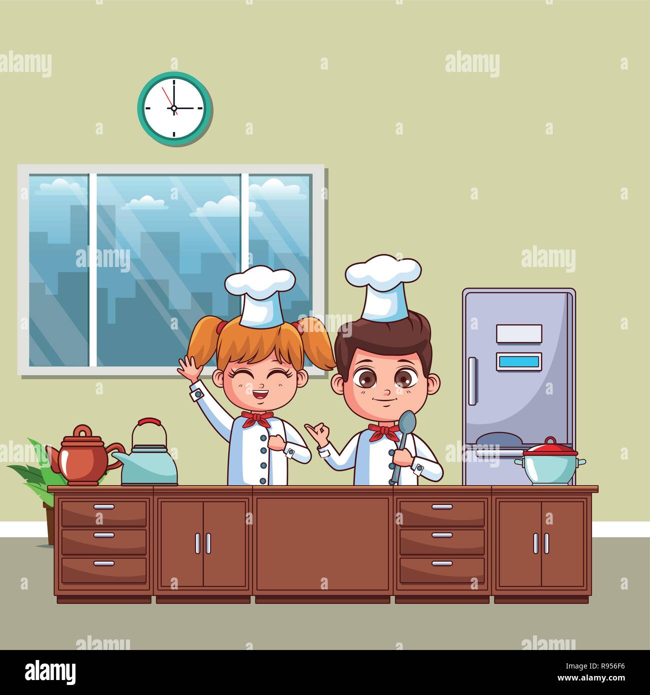 Chefs kids cartoon Stock Vector Image & Art - Alamy
