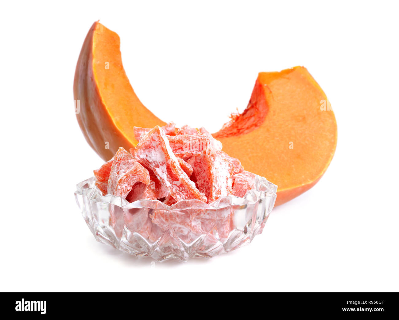 Candied pumpkin Succade isolated on white background Stock Photo - Alamy