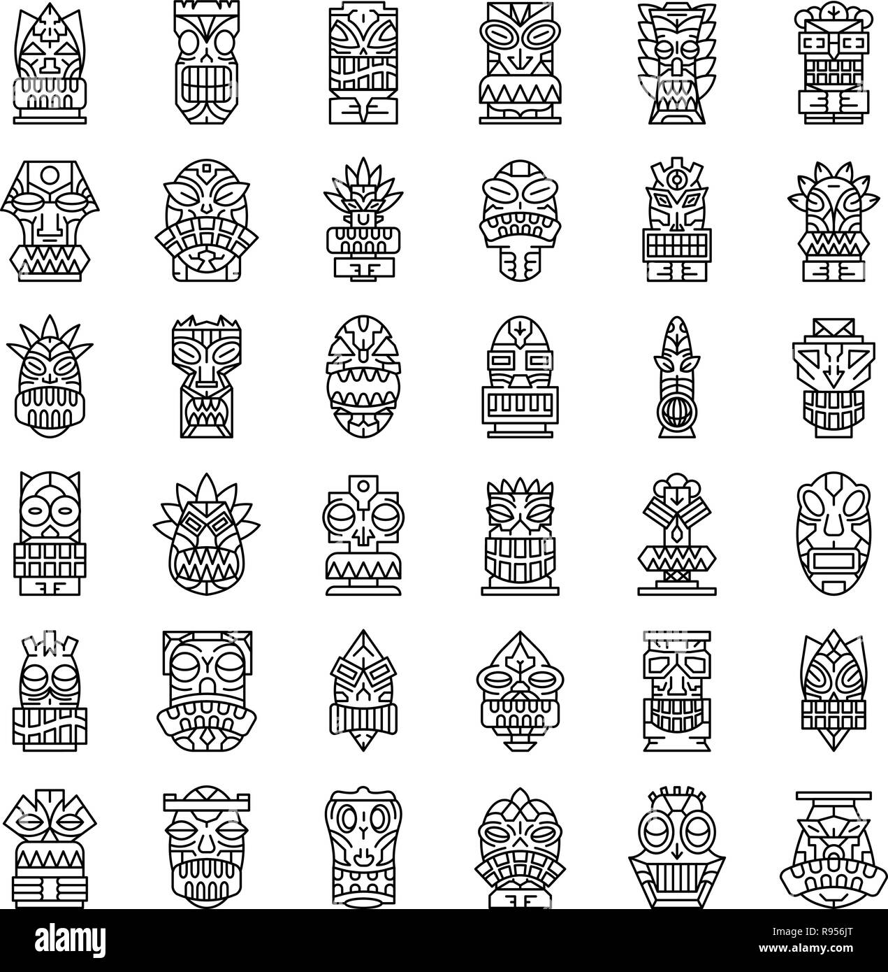 Tiki idols icon set, outline style Stock Vector Image & Art - Alamy