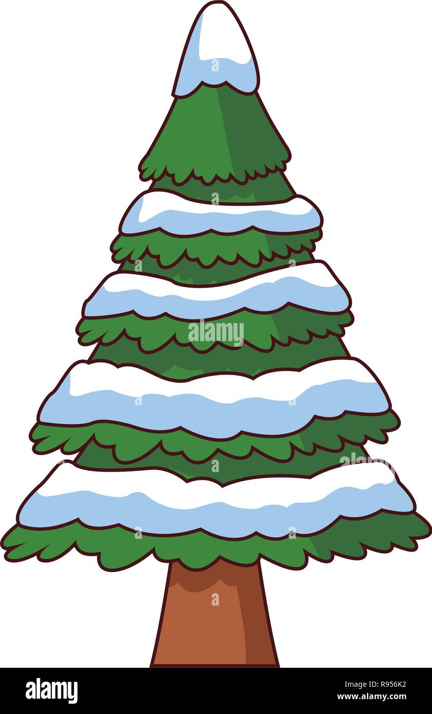 Tree pine with snow Stock Vector Image & Art - Alamy