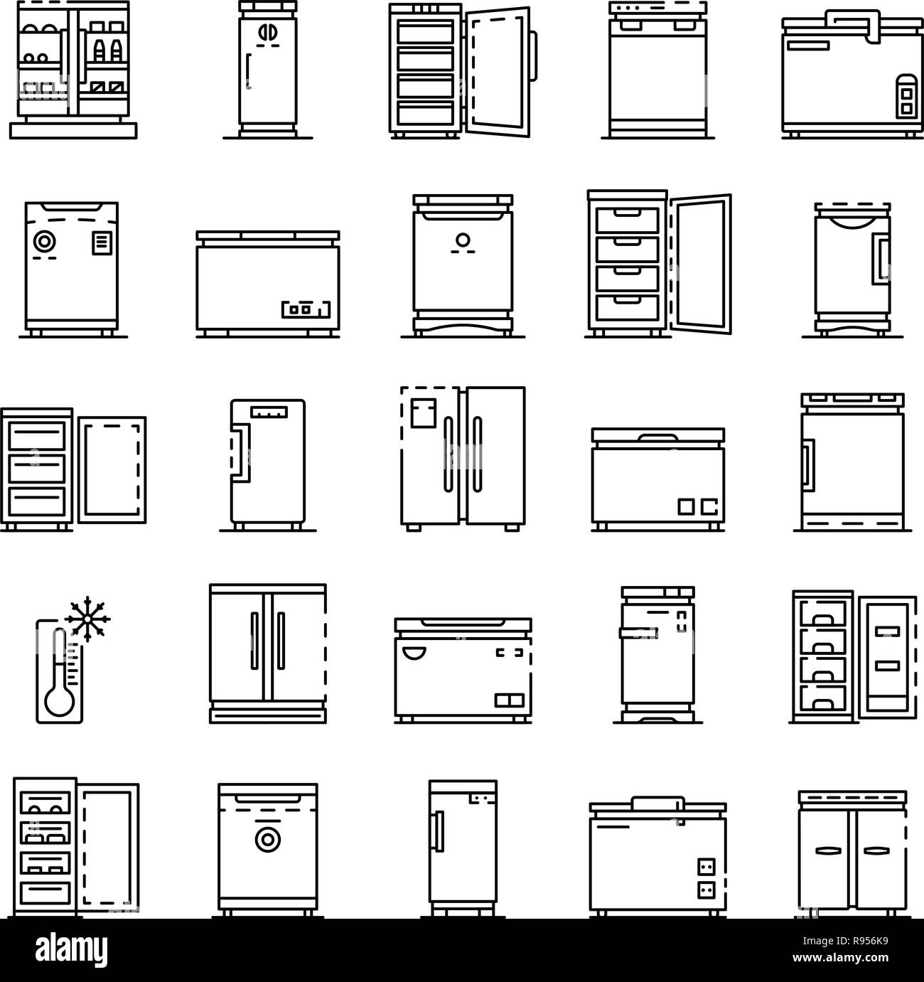 Freezer icon set, outline style Stock Vector Image & Art - Alamy