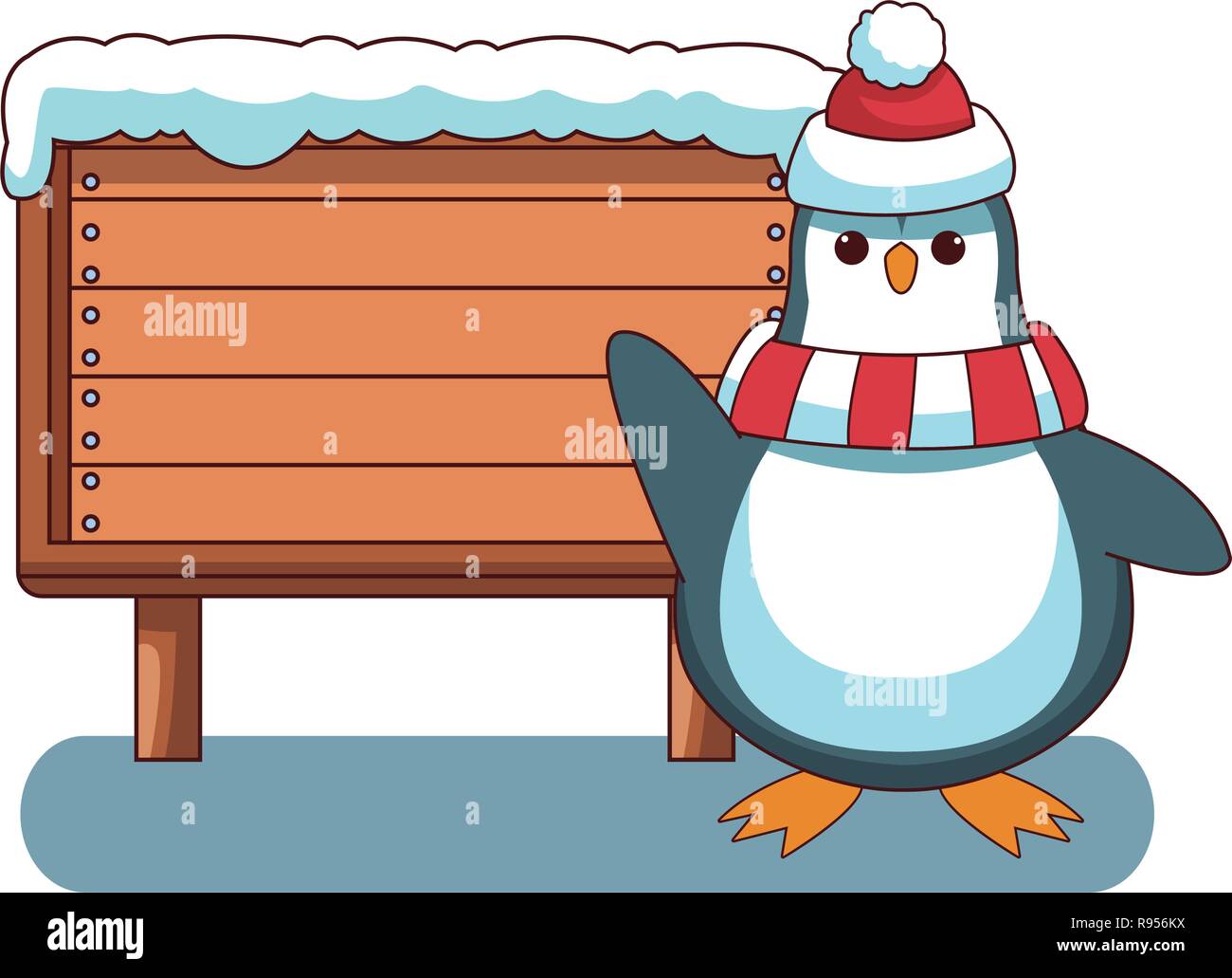 penguin and wooden sign Stock Vector Image & Art - Alamy