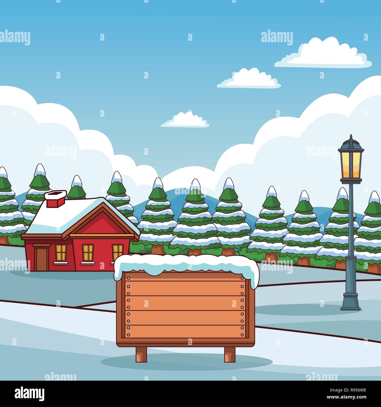 Pines snow Stock Vector Images - Alamy