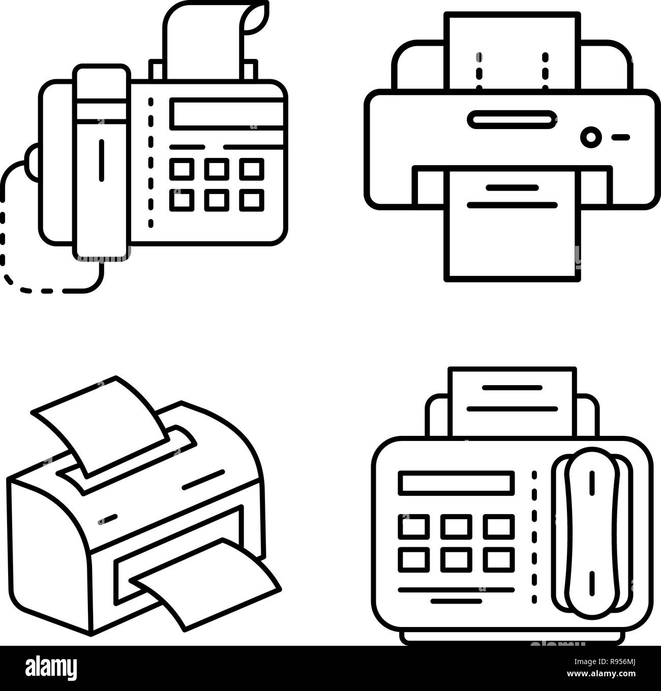 Fax icon set, outline style Stock Vector Image & Art - Alamy