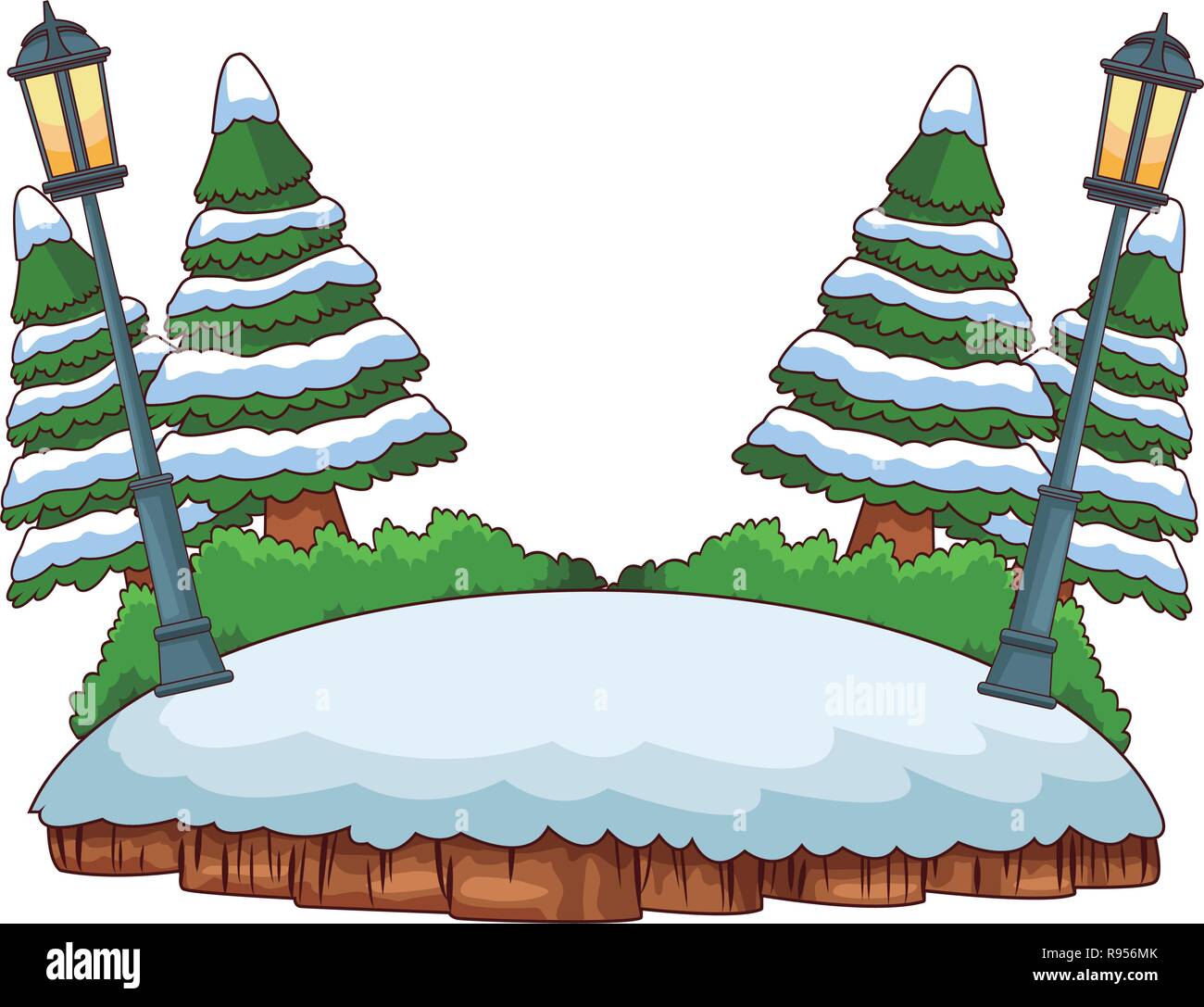Park with snow cartoon Stock Vector Image & Art - Alamy